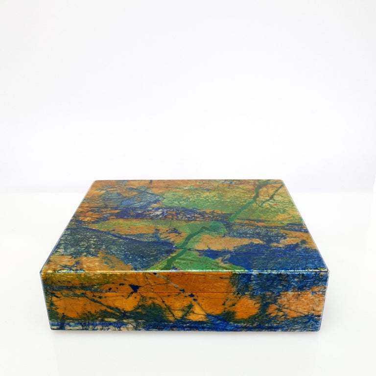 Blue Green Azurite and Malachite Decorative Jewelry Gemstone Box with ...