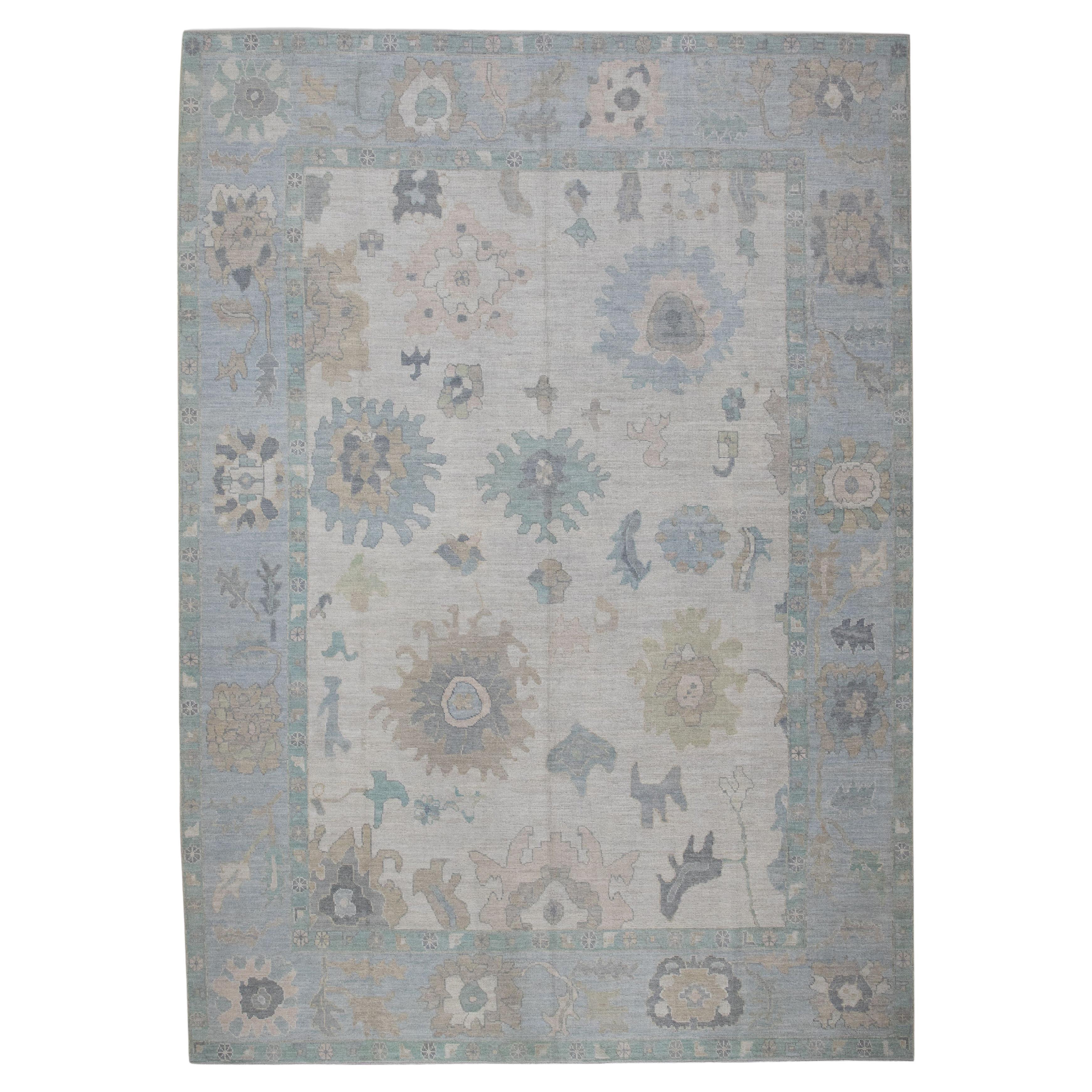 Late 19th Century Antique Oushak Rug with Columns, Chandelier and Vase ...