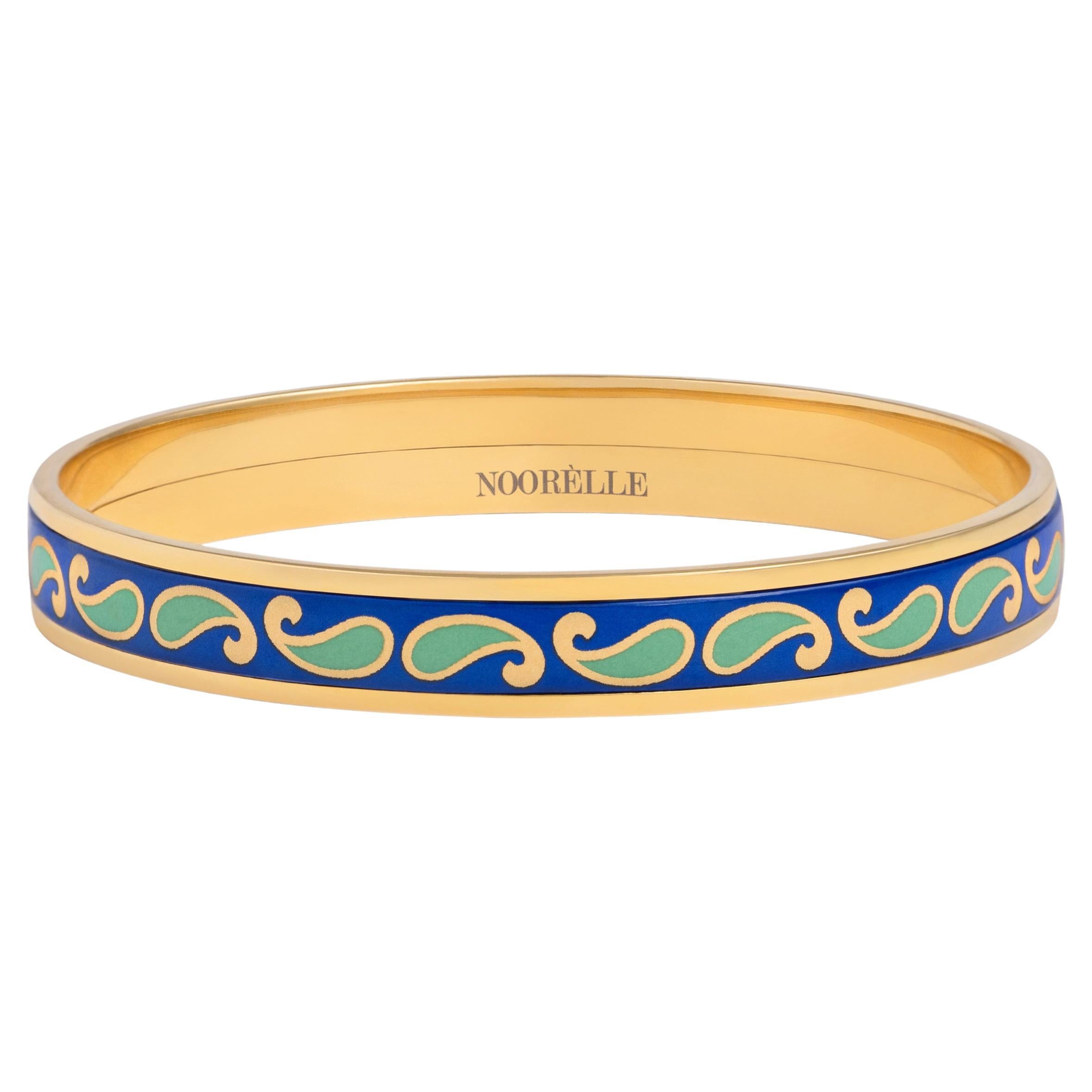 Blue Green Hand Painted Gold Plated Stainless Steel Thin Bangle For ...
