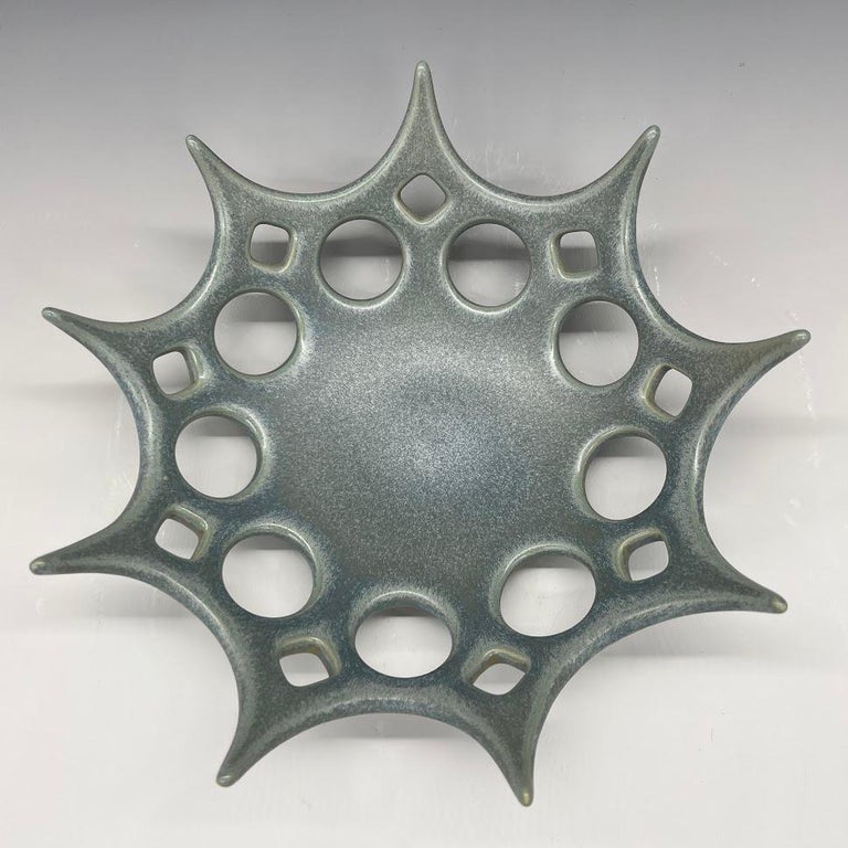 Blue/Green Pierced Star Ceramic Bowl For Sale at 1stDibs
