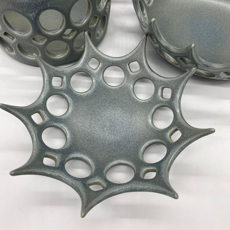 Blue/Green Pierced Star Ceramic Bowl For Sale at 1stDibs