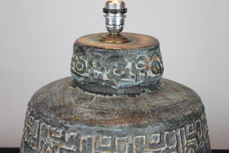 Blue Grey Pottery Floor Lamp Base For Sale at 1stDibs