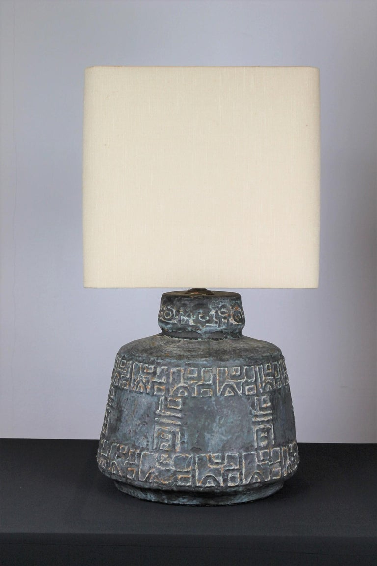 Blue Grey Pottery Floor Lamp Base For Sale at 1stDibs