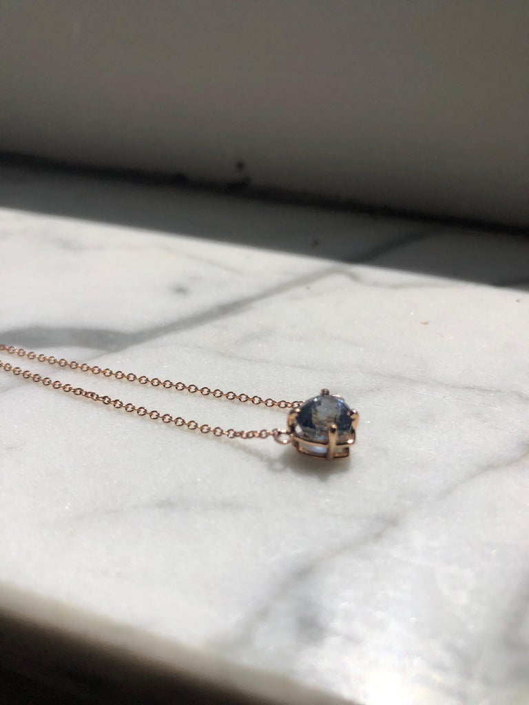 Blue Heart Shape Ceylon Sapphire Pendant Necklace 18k Rose Gold For ...