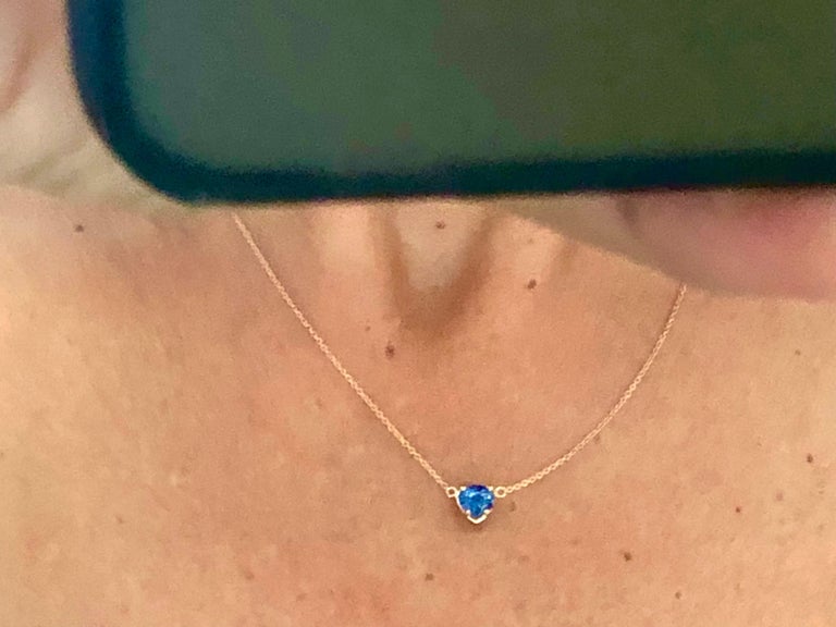 Blue Heart Shape Ceylon Sapphire Pendant Necklace 18k Rose Gold For ...