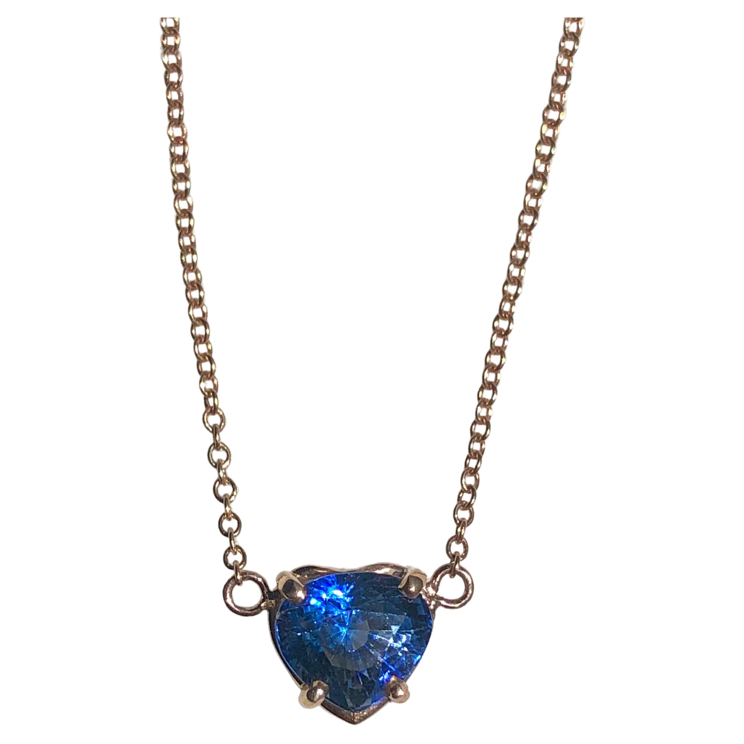 Ceylon Heart Shape Sapphire and Diamond Halo Pendant in 18k White Gold ...