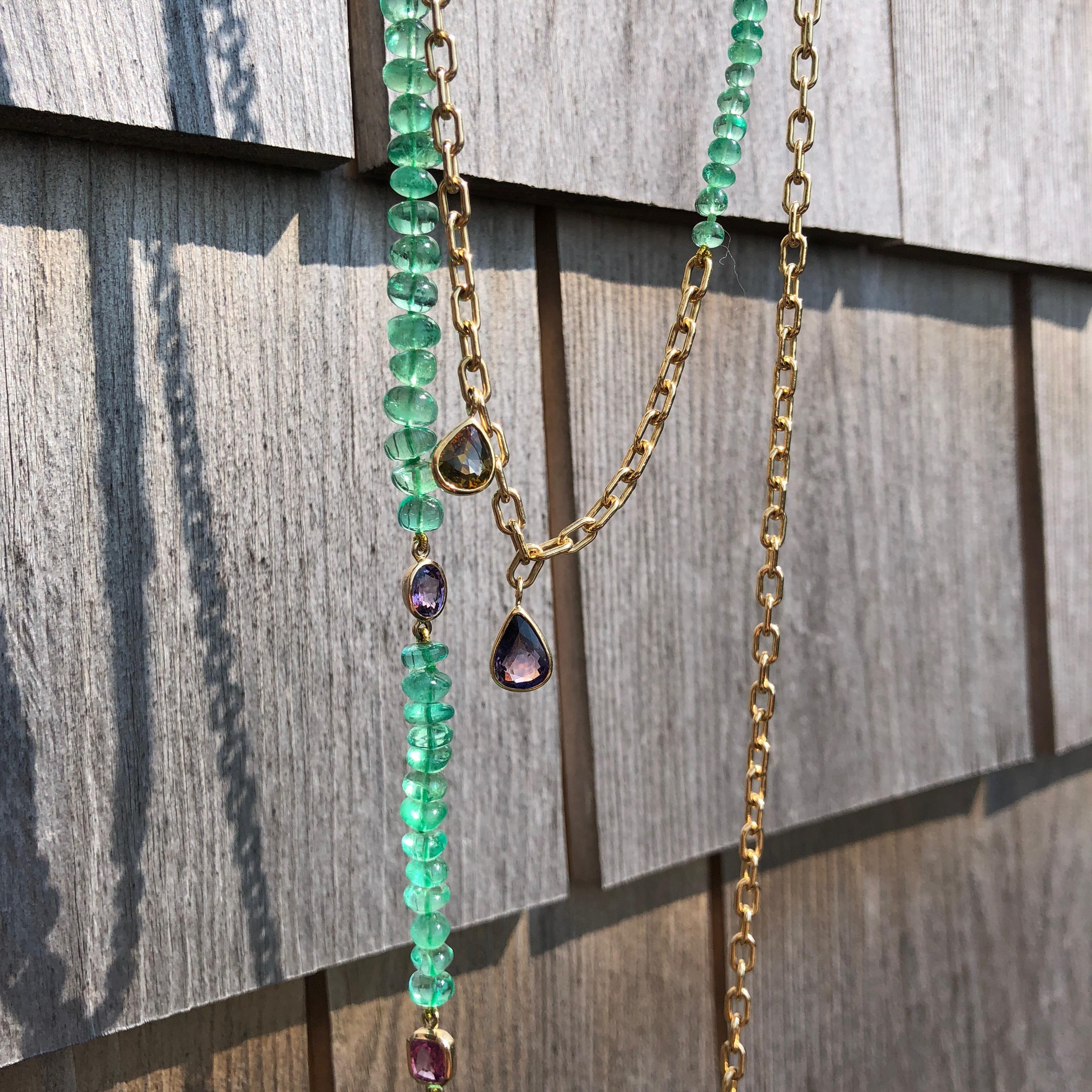 Objet-a beaded necklace - Colombian emeralds, sapphires and 18k gold ...