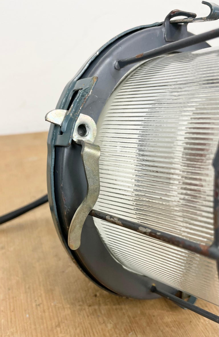 Blue Industrial Soviet Bunker Pendant Light with Iron Grid, 1970s at ...