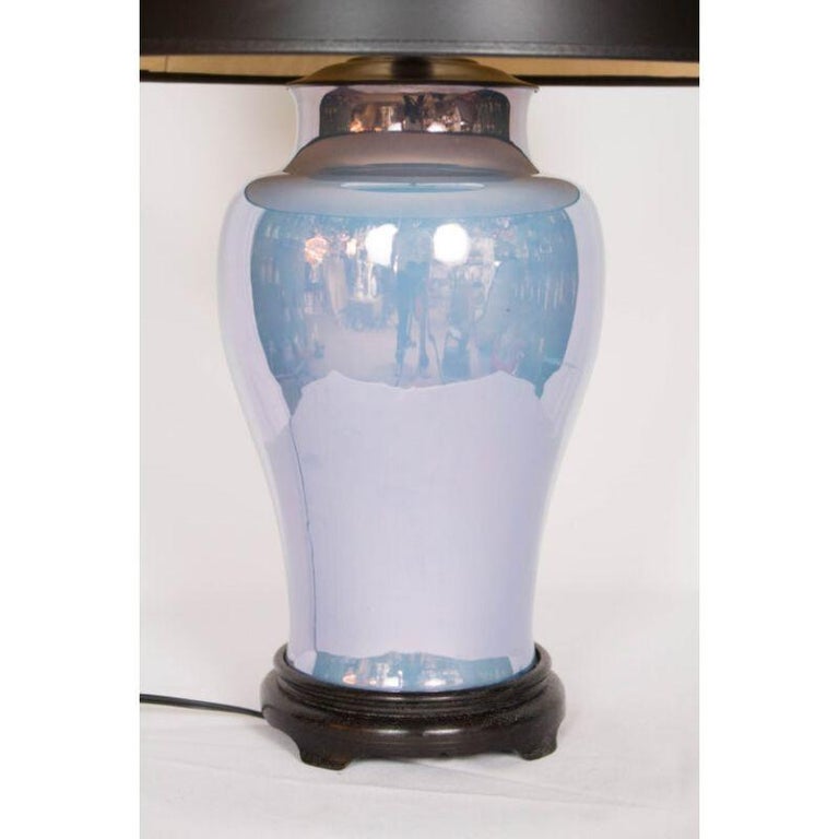 Blue Iridescent Table Lamp For Sale at 1stDibs
