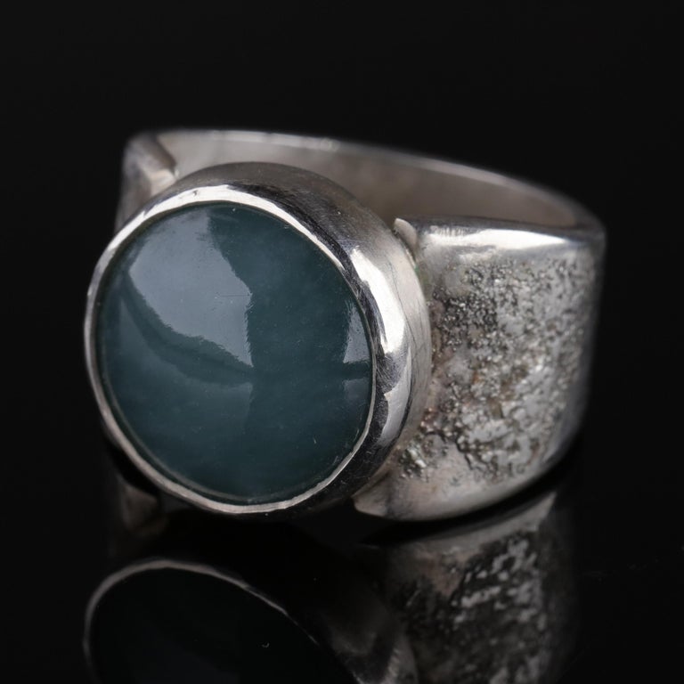 Blue Jade Ring in Silver Certified Natural and Untreated at 1stDibs