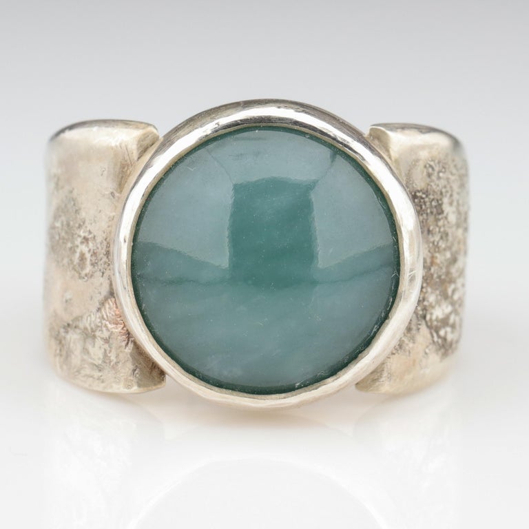 Blue Jade Ring in Silver Certified Natural and Untreated at 1stDibs