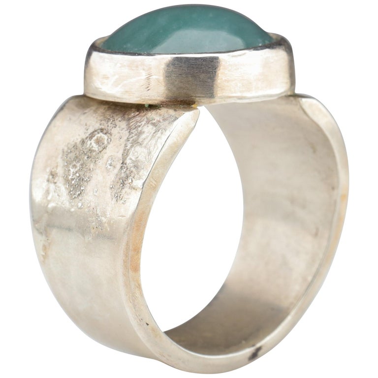 Blue Jade Ring in Silver Certified Natural and Untreated at 1stDibs
