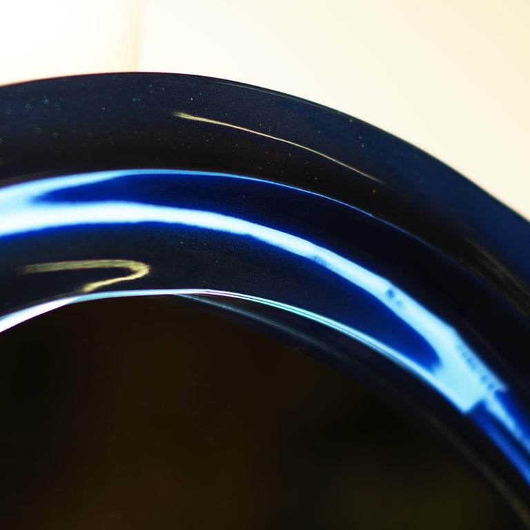 Wave II series Mirror in Blue Jade mixed-media multilayered varnish For ...