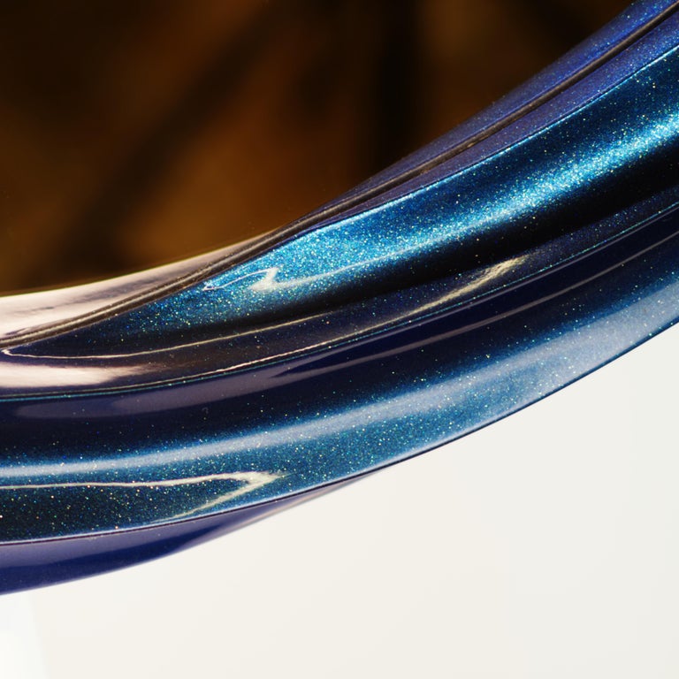 Wave II series Mirror in Blue Jade mixed-media multilayered varnish For ...