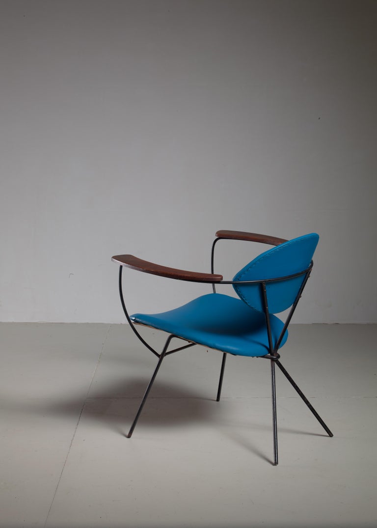 Blue Joseph Cicchelli Chair for Reilly Wolf, USA, 1950s For Sale at 1stDibs