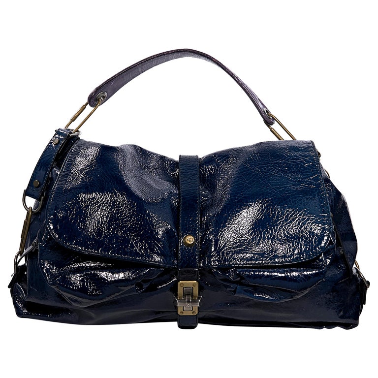 Blue Lanvin Patent Leather Hobo Bag For Sale at 1stDibs