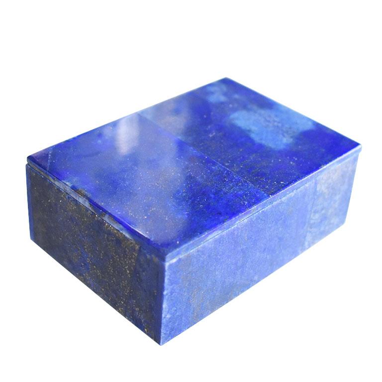 Blue Lapis Lazuli and Marble Stone Rectangular Jewelry or Trinket Box ...
