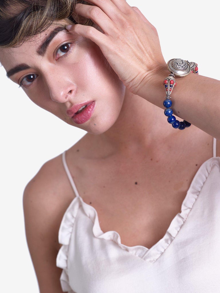 Blue Lapis Shield Bracelet For Sale at 1stDibs