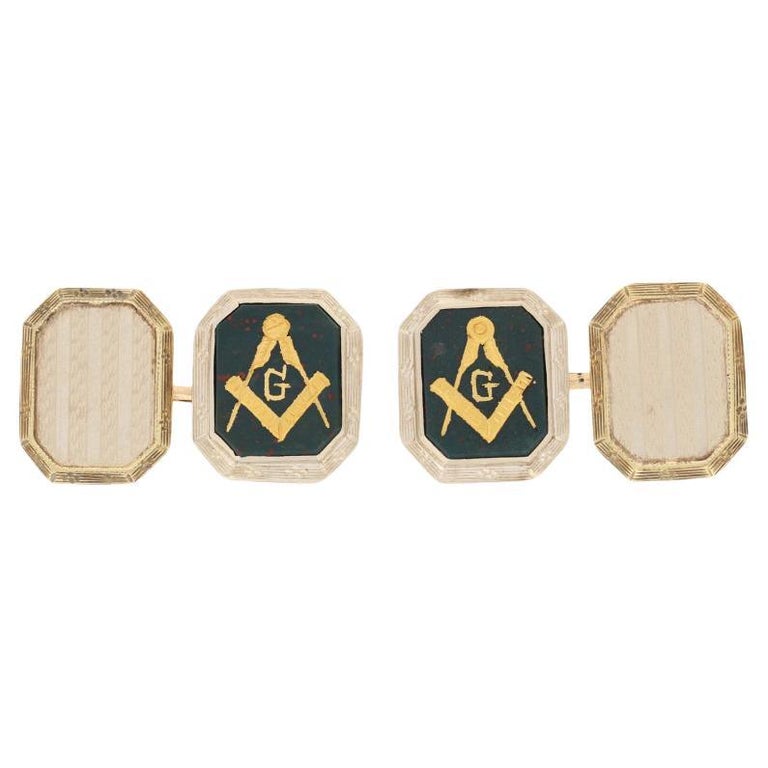 Blue Lodge Master Mason Cufflinks 14k White Gold Bloodstone Men's ...