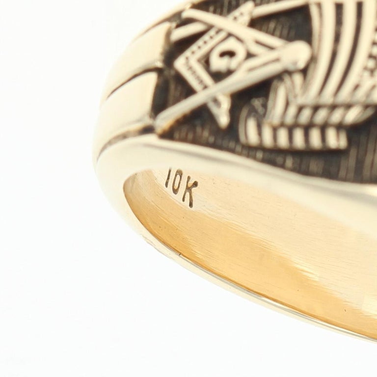 Blue Lodge Master Mason Ring, 10 Karat Yellow Gold Onyx Enamel Masonic ...