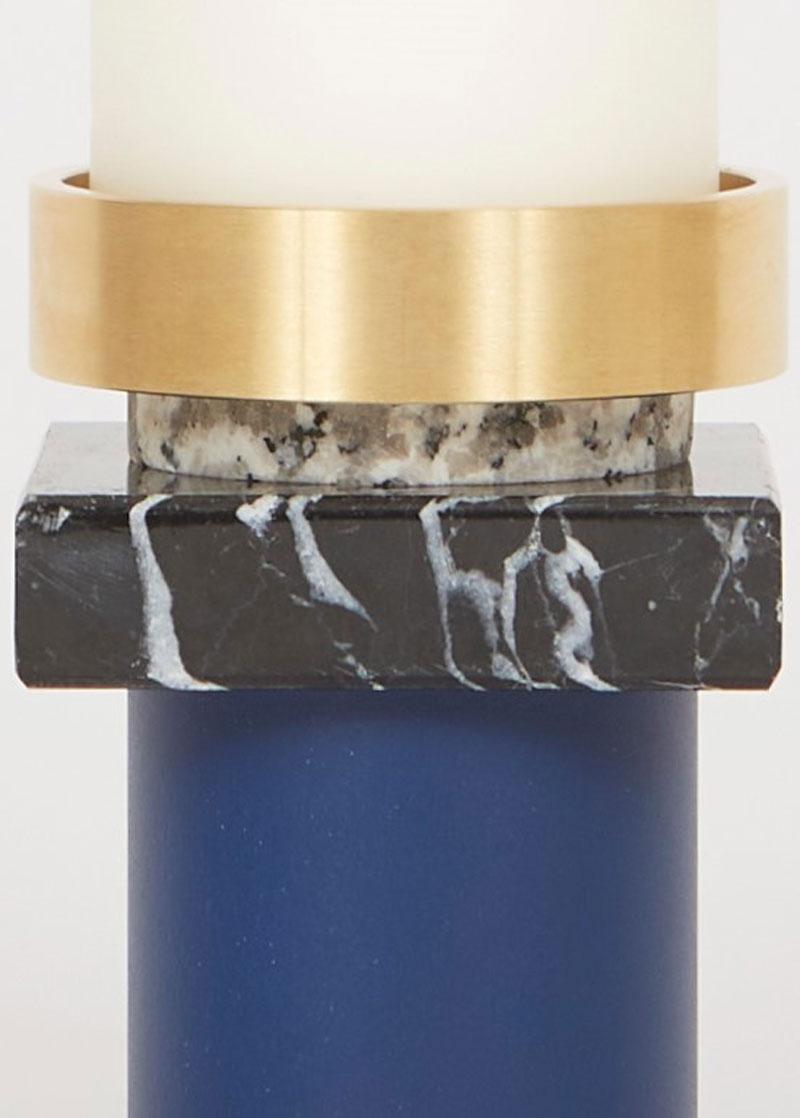 21th C Blue Louis Marble and Granite Candle Holder by Marine Breynaert ...