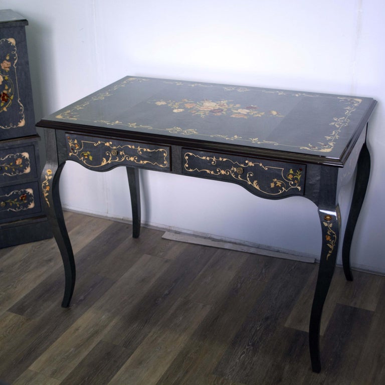 Blue maple writing desk For Sale at 1stDibs