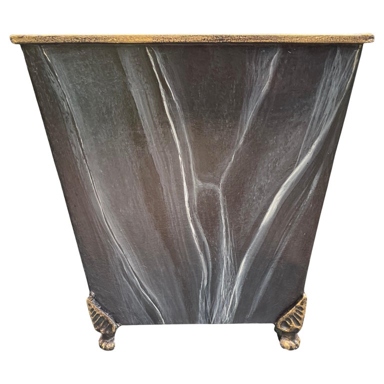 Blue Marbleized Empire Wastebasket For Sale at 1stDibs