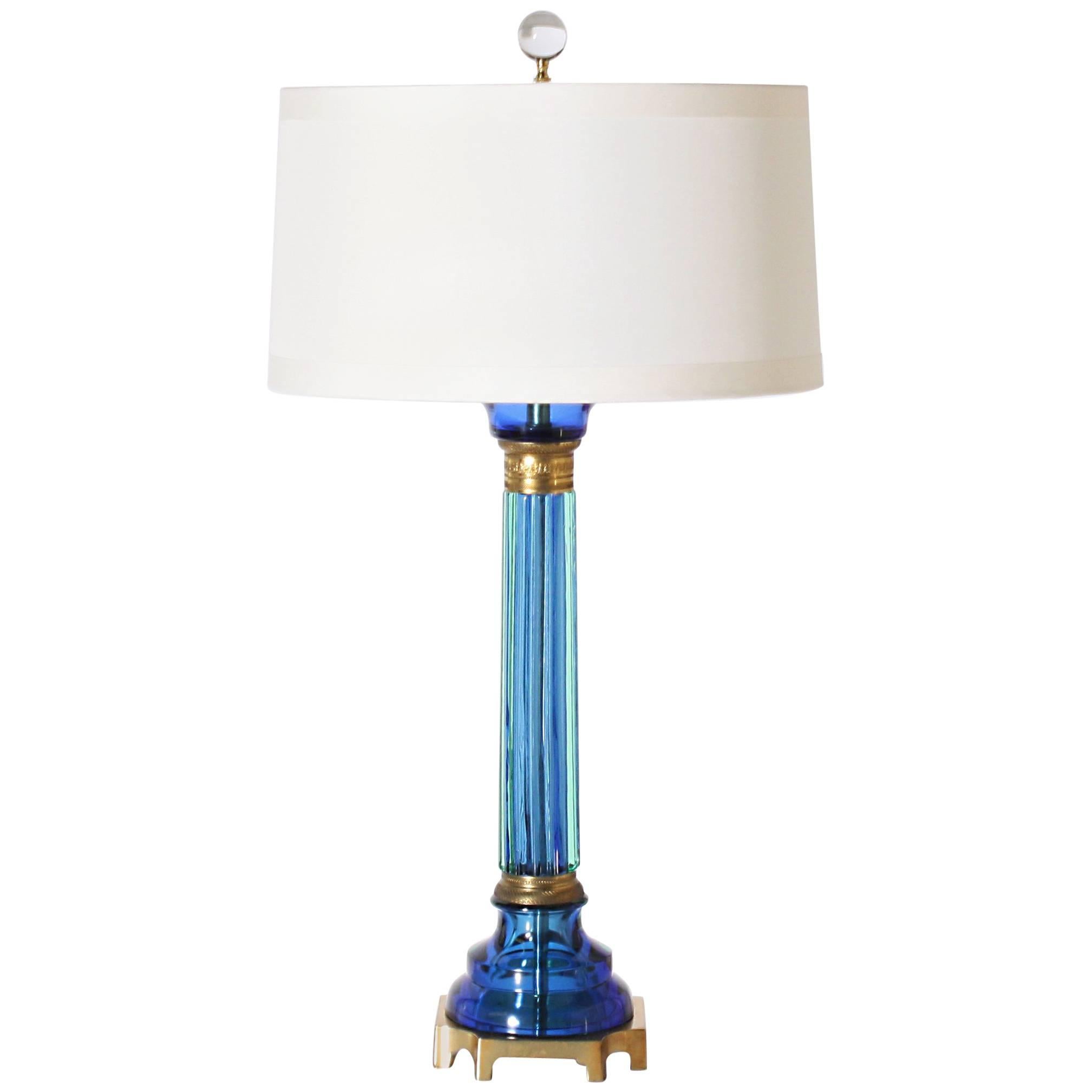 Blue Marbro Murano Lamp by Seguso, circa 1950 at 1stDibs