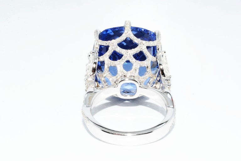 Blue Maxixe Beryl and Diamond Cocktail 18 Karat White Gold Ring For ...