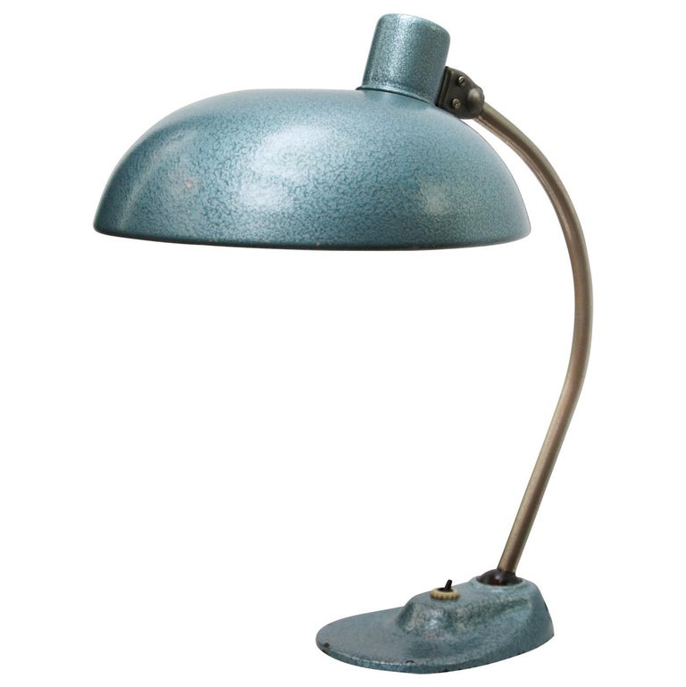 Blue Metal Vintage Industrial Table Desk Lamp at 1stDibs