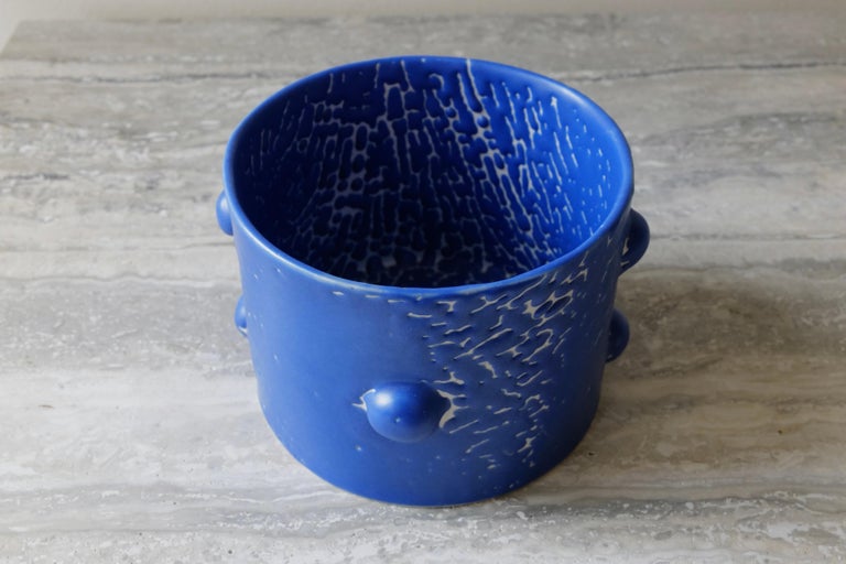 Blue Microcrystalline Glaze Bumps Porcelain Vase by Lana Kova For Sale ...