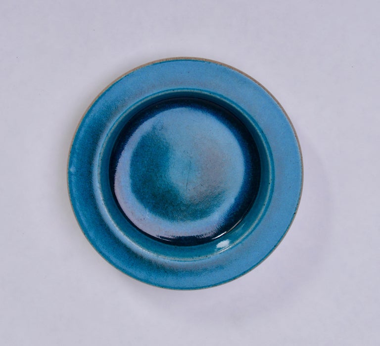 Blue Mid-Century Modern stoneware plate by Atelier Knabstrup For Sale ...