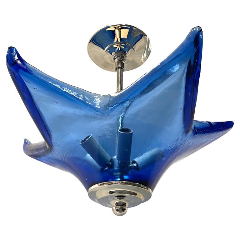 Blue Midcentury Murano Star Pendant Light For Sale at 1stDibs