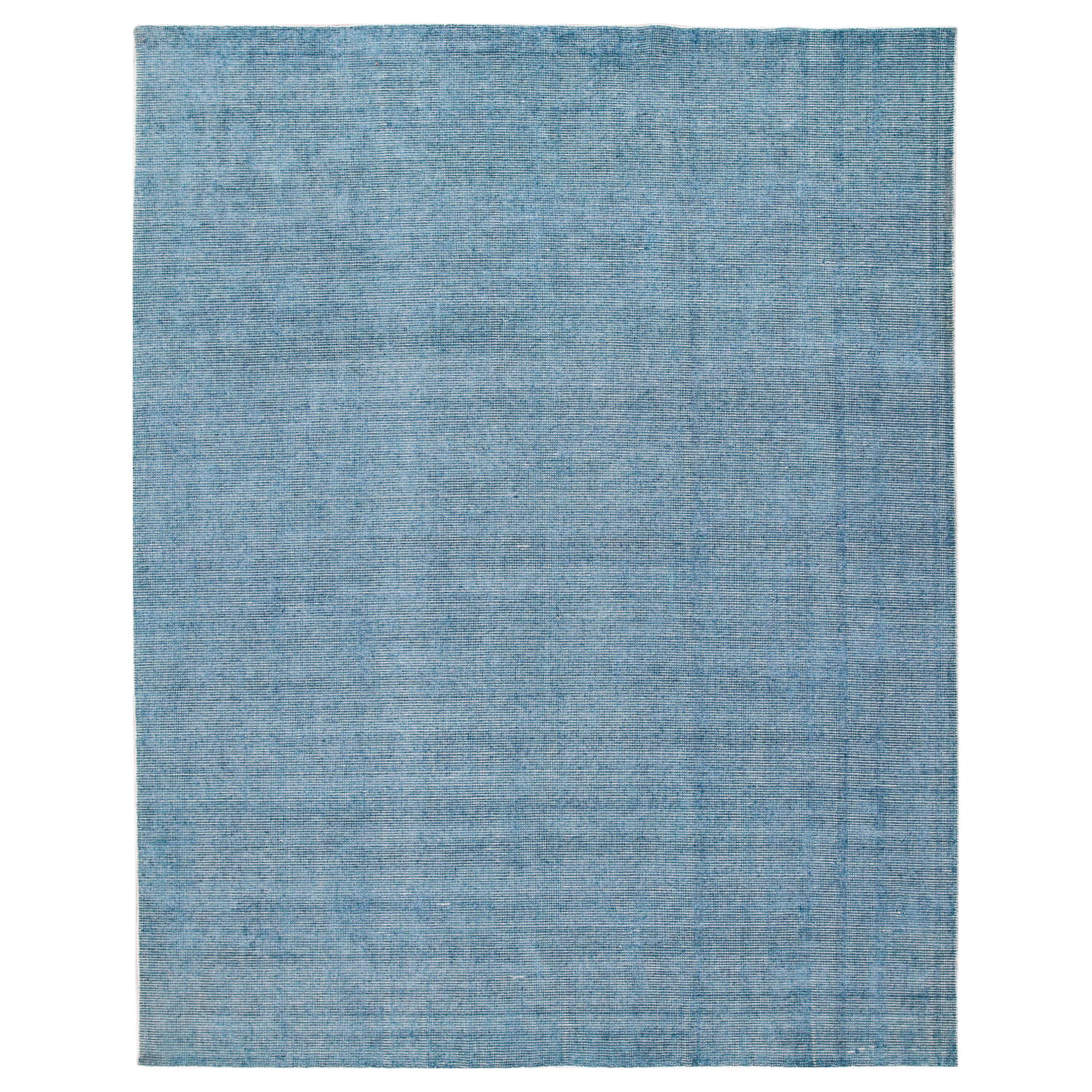 Modern Neutral Blue Hand-Loom Bamboo Silk Minimalist Rug in Custom ...