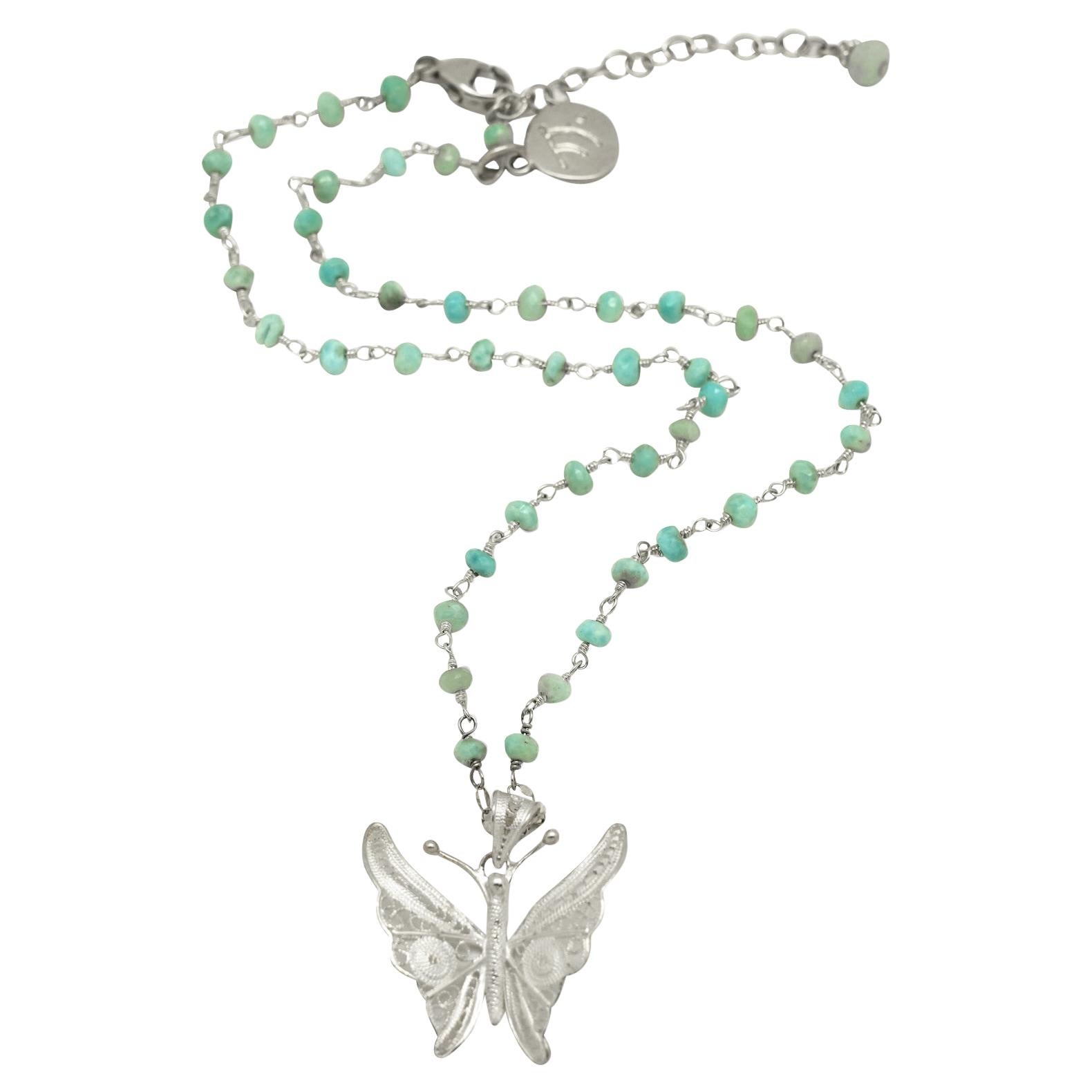 Silverite White Topaz Amethyst Butterfly Necklace at 1stDibs