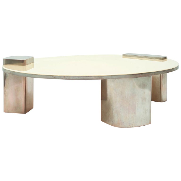 Blue Moom Mmxix, 21st Century Resin and Silvered Copper Oval Coffee ...