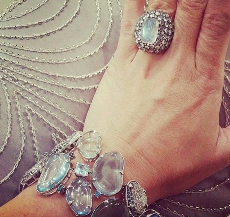 Blue Moonstone and Diamond Mythology Collection Selene Ring by MadStone For Sale at 1stDibs