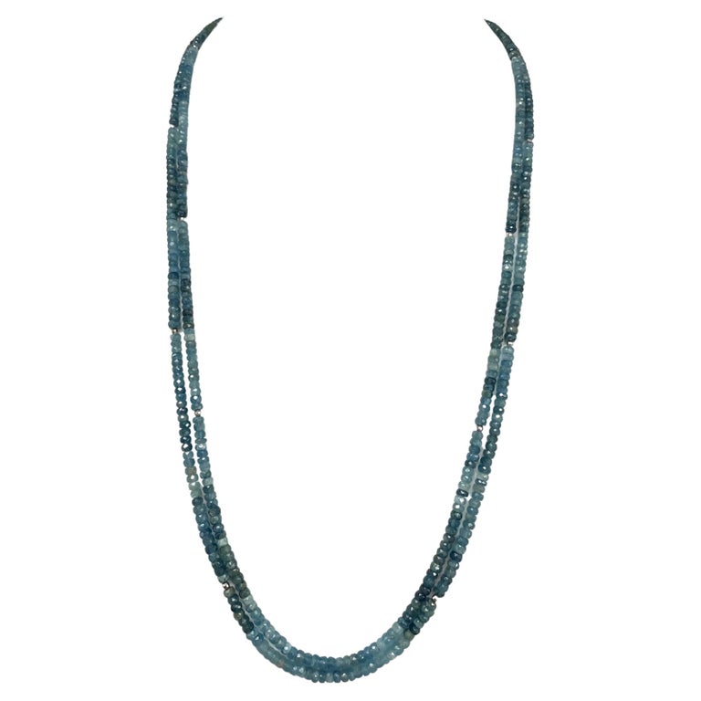 Blue Moss Aquamarine Double Strand Ombre Paradizia Necklace For Sale at ...