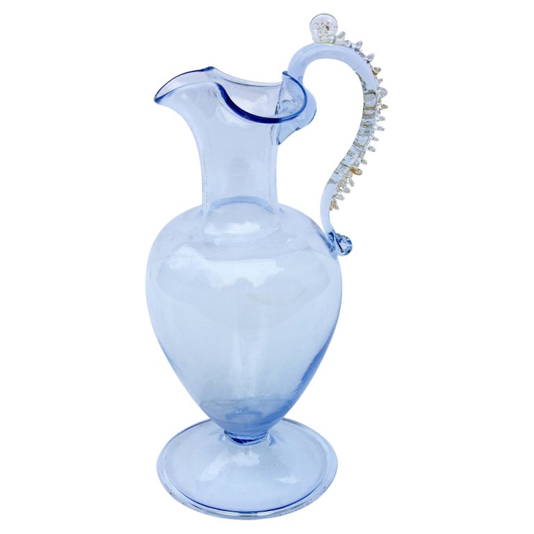 Blue Murano Ewer or Pitcher Attributed to Salviati For Sale at 1stDibs