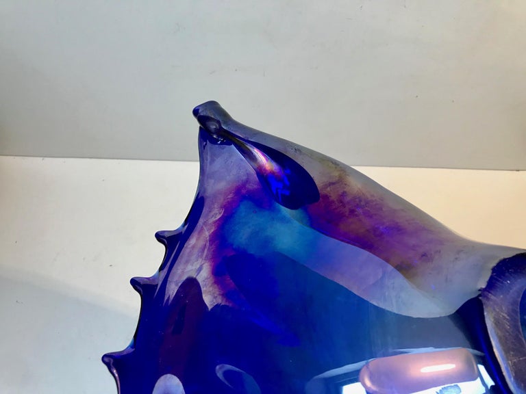 Blue Murano Glass Sea Shell Shaped Bowl, Italy, circa 1960 at 1stDibs