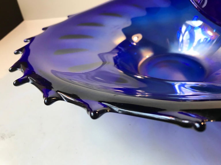 Blue Murano Glass Sea Shell Shaped Bowl, Italy, circa 1960 at 1stDibs