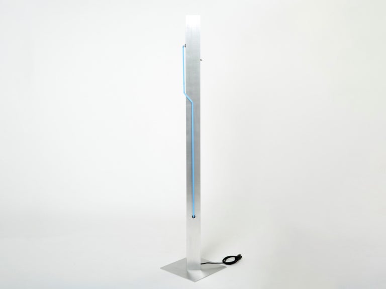 Blue Neon Steel Floor Lamp by Rudi Stern and Dan Chelsea for Kovacs ...