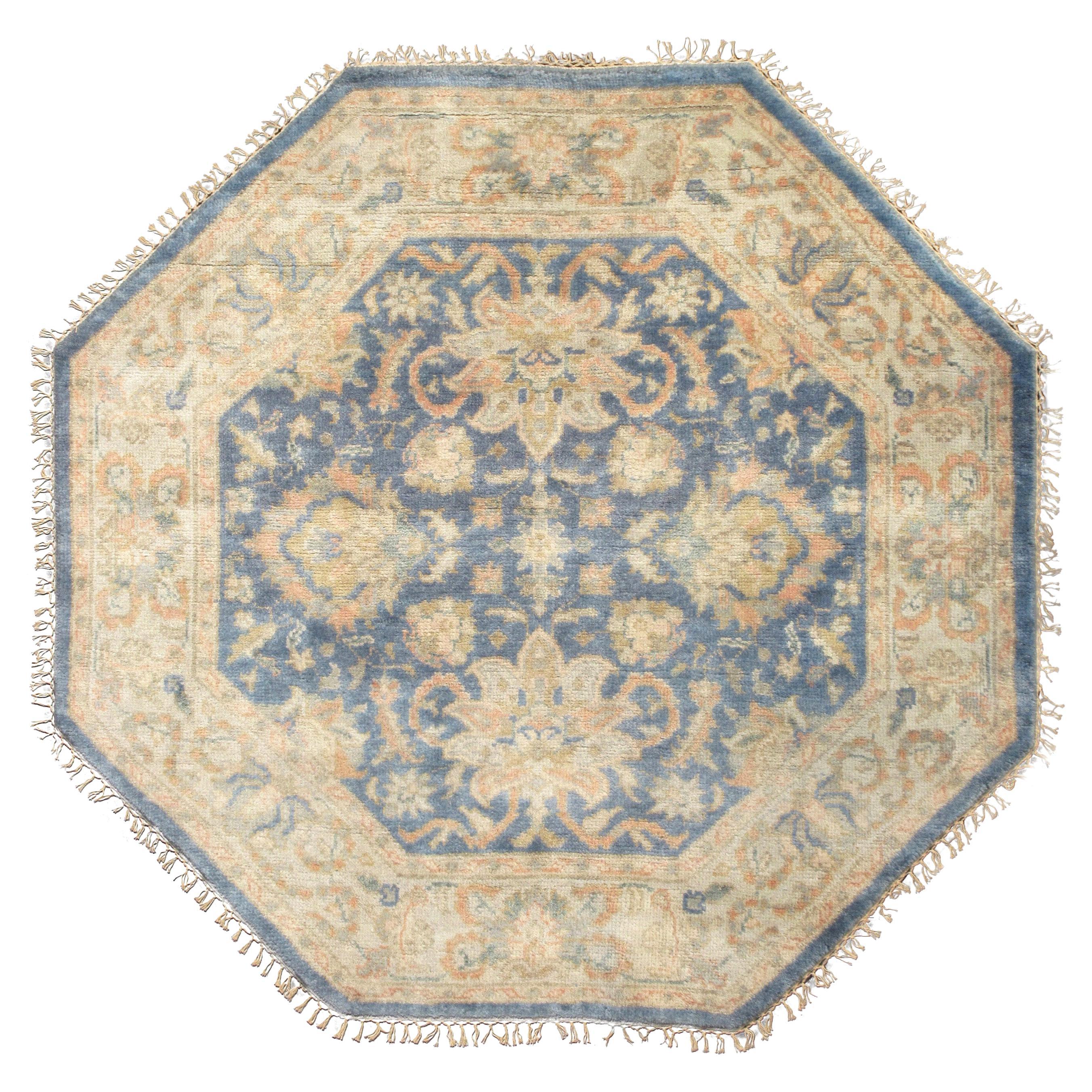 Beige Oushak Octagon Area Rug For Sale at 1stDibs