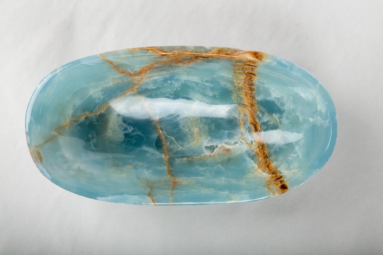 Blue Onyx | Calcite Vide Poche For Sale at 1stDibs