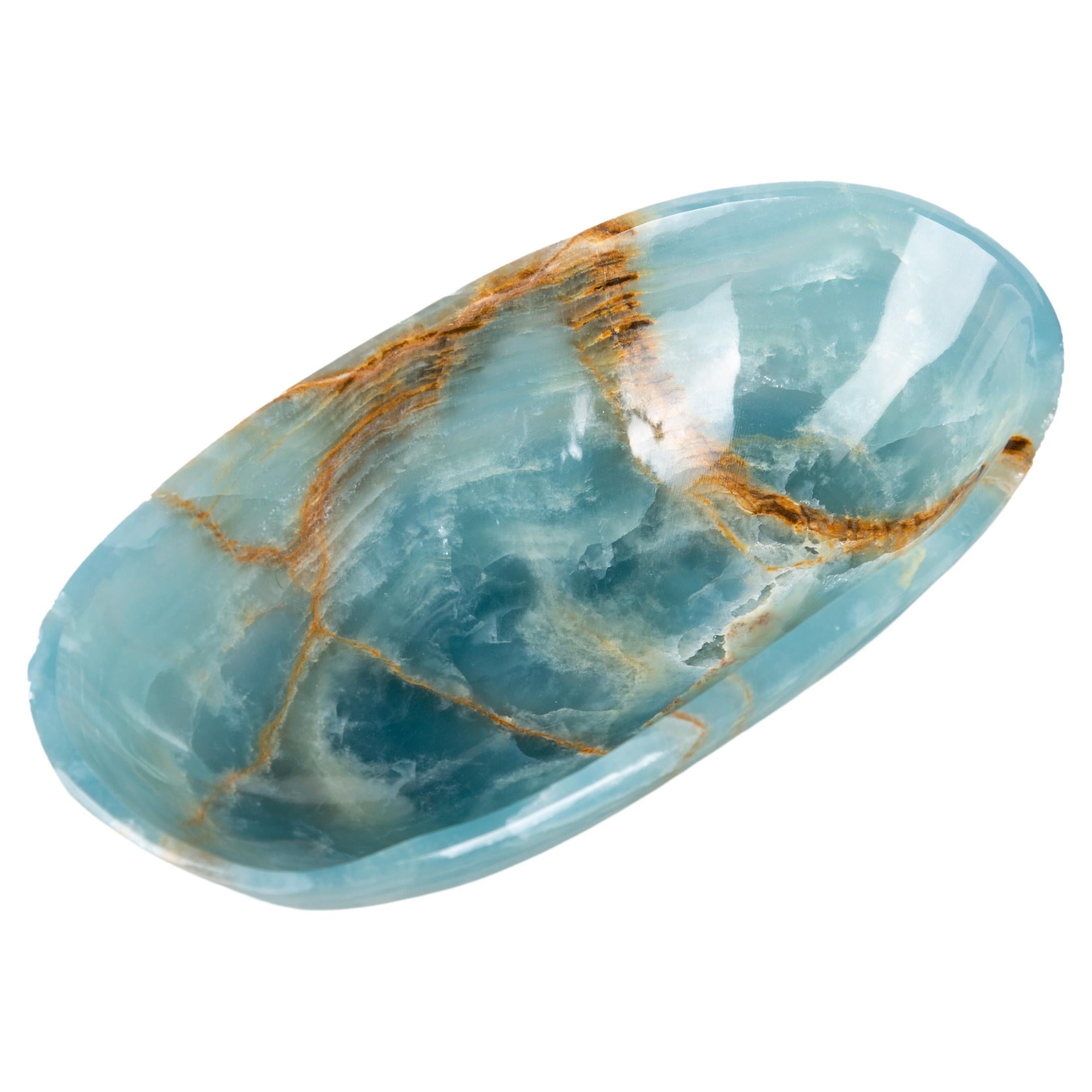 Blue Calcite Bowl over a Citrine Base For Sale at 1stDibs