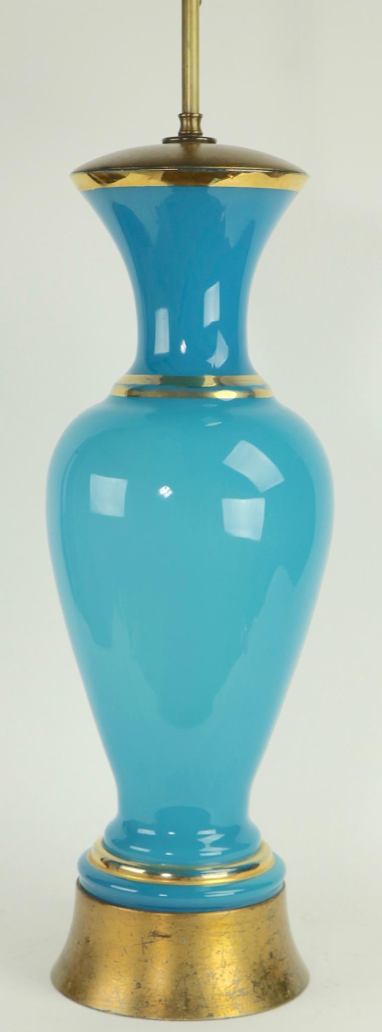 Blue Opaline Glass Table Lamp at 1stDibs | opaline glass lamp