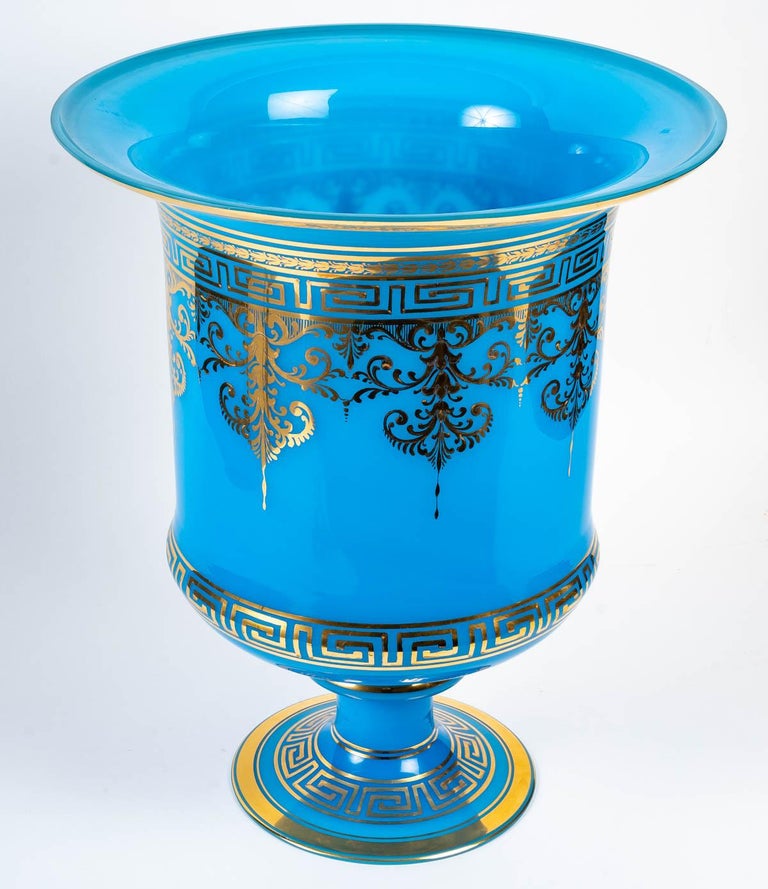 Blue Opaline Vase, 19th Century For Sale at 1stDibs