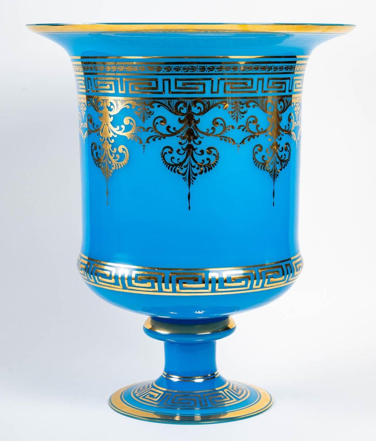 Blue Opaline Vase, 19th Century For Sale at 1stDibs