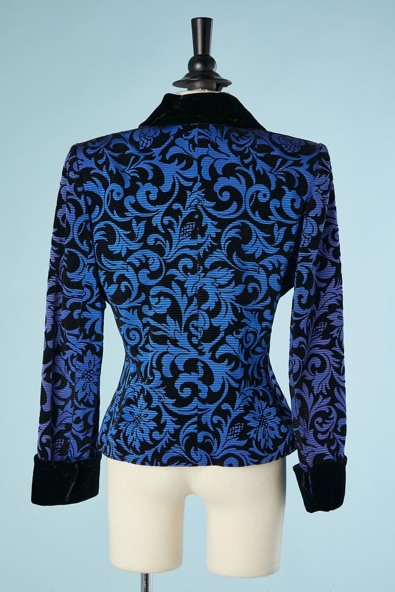 Blue Ottoman jacket with black velvet arabesque Givenchy Nouvelle ...