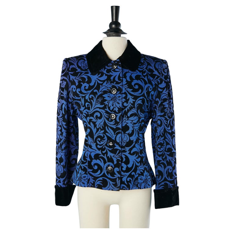 Blue Ottoman jacket with black velvet arabesque Givenchy Nouvelle ...